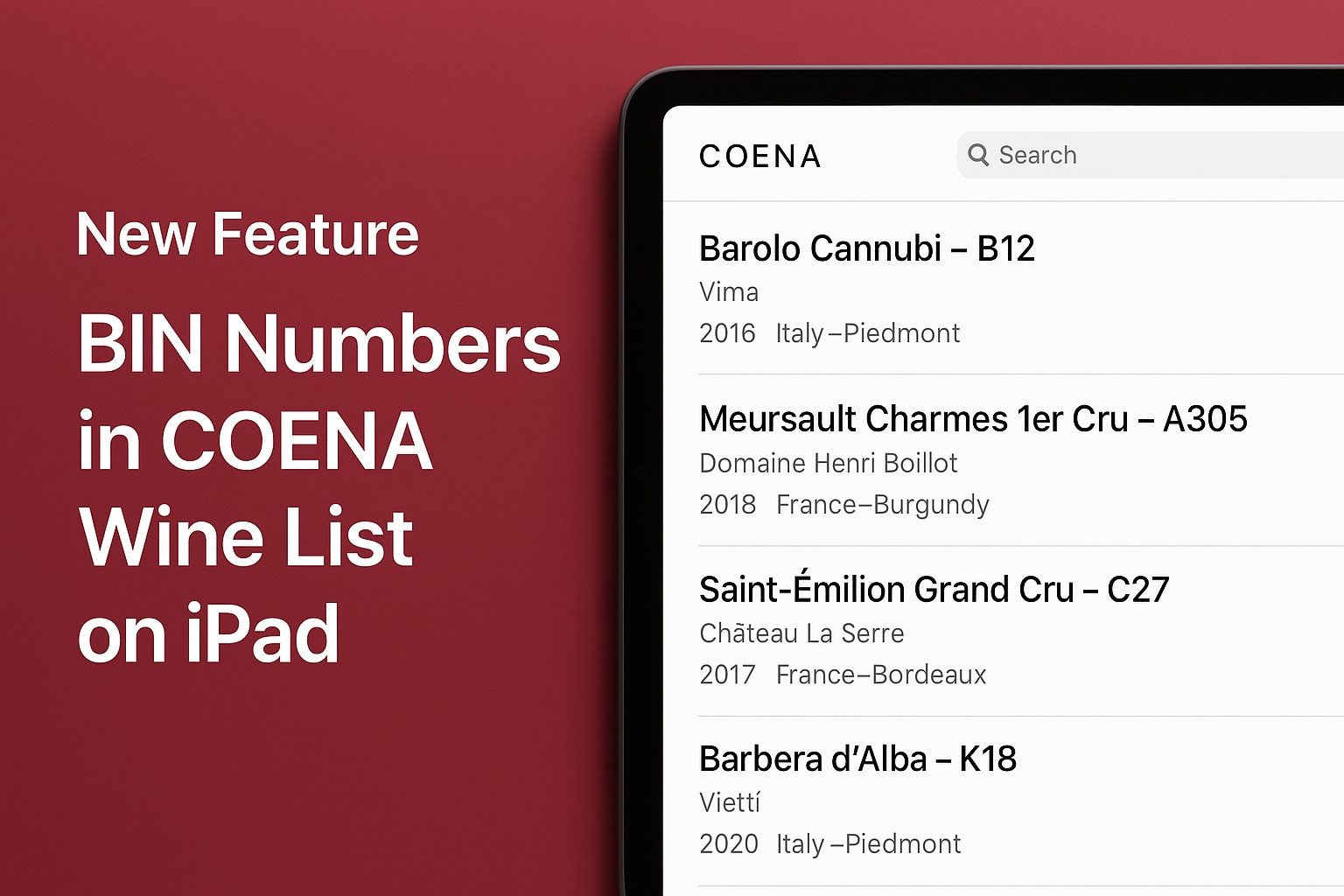 Les identificateurs BIN sont maintenant disponibles dans COENA - COENA